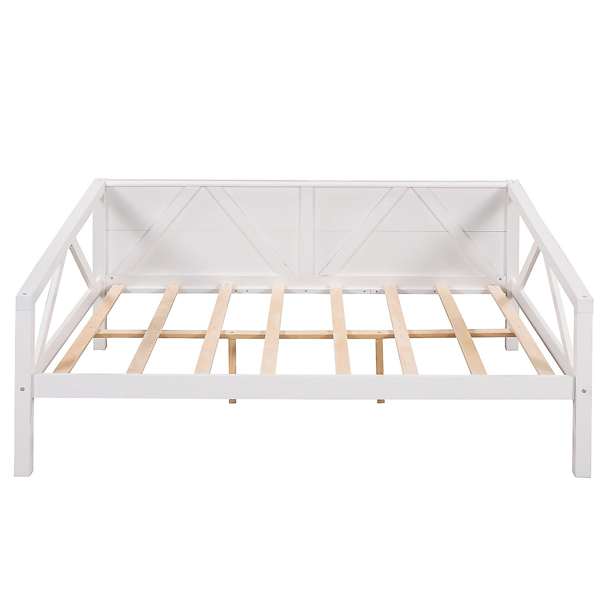 Harper & Bright Designs Full Size Daybed Wooden Day Bed Frame with Wood Slat Support Dual-use Sturdy Sofa Bed for Bedroom Living Room, White