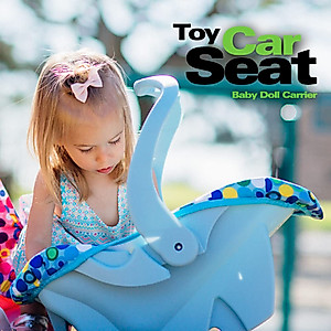 Joovy Toy Car Seat Baby Doll Carrier Featuring Crash-Tested Latch System for Safety, Machine-Washable Cover for Easy Cleaning, and Five-Point Harness - Fits Dolls 12” to 22”, Blue