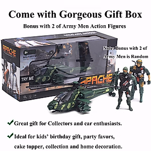 OTONOPI Military Helicopter Pull Back Army Airplane Toys with Lights and Sounds Diecast Air Force Model Plane Birthday Xmas Gifts for Boys and Girls, Bonus with 2 of Army Men Action Figures