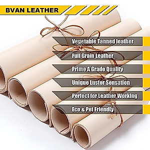 Veg Tan Leather, Flawless 12” X 24” 4-5oz Genuine Tooling Leather Sheets Precut, Full Grain Vegetable Tanned Leather for Tooling, Carving, Dyeing, Embossing(12"×24", Natural/Vegetable Tanned Leather)