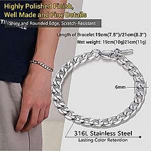 PROSTEEL Chain Bracelet Mens Women Man Jewelry Gifts Him Curb Chains Silver Bangle Stainless Steel Cuban Link Bracelets for Men