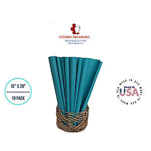 Feronia packaging Caribbean Teal Tissue Paper Squares, Bulk 10 Sheets, Premium Gift Wrap and Art Supplies for Birthdays, Holidays, or Presents, Large 15 Inch x 20 Inch Made in USA