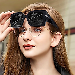 TJUTR Polarized Fit Over Sunglasses for Women, Trendy Oversized Wear Over Glasses with UV400 Protection