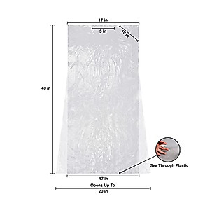 Party Bargains 40 Inch Garment Bags - [50 Count] 80 Gauge Dry Cleaning Laundrette Bag for Suits, Dresses, Gowns, Coats, Uniforms, & More - Clear Polyethylene Clothes Cover Protector