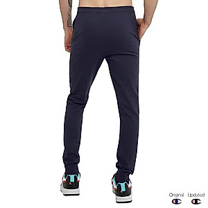 Champion Mens Joggers, Everyday Cotton, Lightweight Lounge Knit For Men, 31" Sweatpants, Navy C Patch Logo, X-Large US