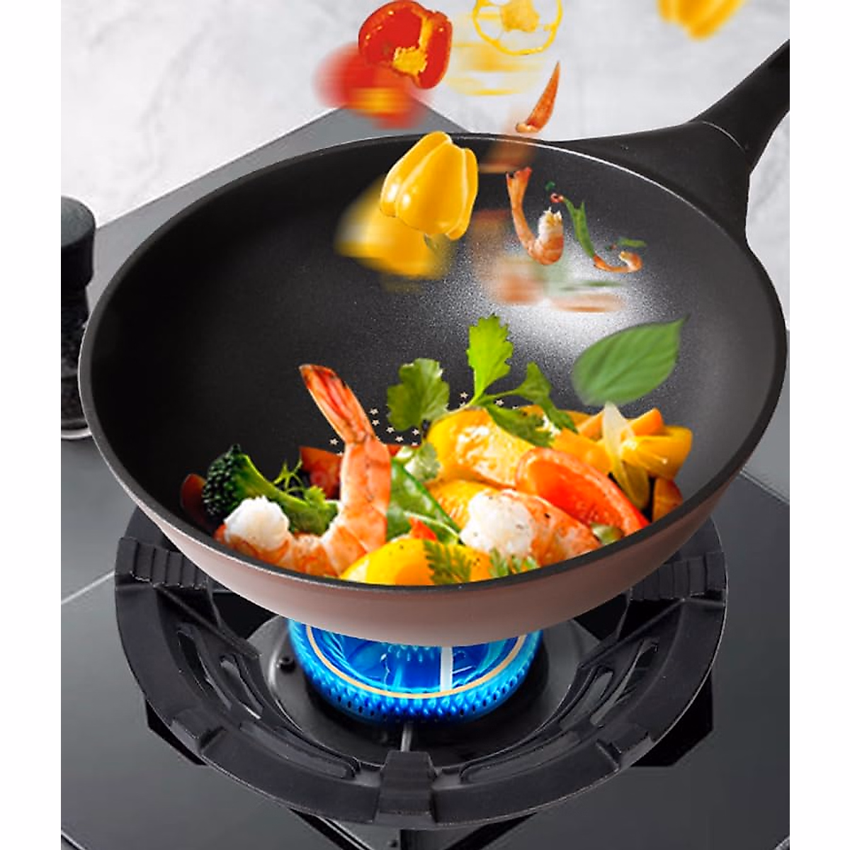 IEUYO Cast Iron Wok Support Ring Burner Ring for Gas Stove Rack Pot Holder Anti-skid Time-saving and Energy-saving for 5 claws racks or grates