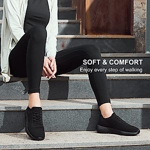 Grand Attack Walking Tennis Shoes for Women-Non Slip On Breathable Mesh Sneakers,Comfort&Lightweight Soft Sole,for Food Service Yoga,Driving, Travel Black Size 8.5