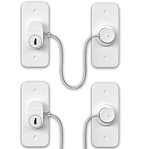 AOSITE Mini Fridge Locks for Kids No Drill Refrigerator Locks for Adults Cupboard Lock Child Safety Locks for Cabinets Drawer Locks Freezer Lock Baby Proofing (White, 2)