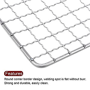 HARFINGTON Square BBQ Grill Net 17.3"x7.5" Stainless Steel Cross Wire Barbecue Mesh Mat for Baking Smoking Charcoal Grilling Roasting