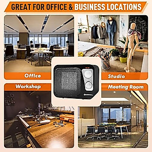 Comfort Zone Electric Retro Design Ceramic Space Heater, Adjustable Thermostat, 2 Heat Settings, Overheat Protection, Safety Tip-Over Switch, Portable for Home, Bedroom & Office Use, 1,500W, CZ470BKB