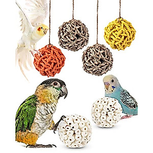 Bissap 6PCS Small Parrot Chew Toys, Sola Balls Parrot Chewing Foraging Toys Colorful Bird Foot Balls for Cockatiels Conures Cockatoos Parakeets Love Birds Small Parrot Cage Bite Toys
