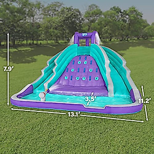 SUNNY & FUN Ultra Climber Inflatable Water Slide Park – Heavy-Duty for Outdoor Fun - Climbing Wall, Two Slides & Splash Pool – Easy to Set Up & Inflate with Included Air Pump & Carrying Case