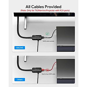 ABLEWE HDMI to RCA Converter, HDMI to RCA Adapter, HDMI to AV 3RCA CVBs Composite Video Audio Converter Adapter for TV Stick/Roku/Apple TV/PC/Laptop/Xbox/HDTV ( with HDMI Cable & USB Cable)