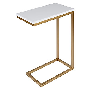 Canarm Rayna End Table: Gold Glam Pedestal Design, Faux Marble & Metal Finish, Easy Assembly, Perfect for Living Room & Bedroom, Dimensions: 15.75" W x 23.625" H x 9.875" D