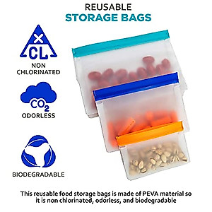 Reusable Ziplock Silicone Food Storage Bags Resealable Plastic Flat Standing Exultimate