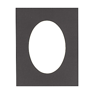 CountryArtHouse Textured Black Acid Free 11x15 Oval Picture Frame Mat with White Core Bevel Cut for 8.5x11 Pictures - Fits 11x15 Frame - Pack of 1 Matboard