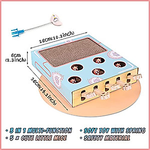 Cat Enrichment Toys for Indoor Cats, cat Whack a mole Toy with cat Scratching pad, Cat Cardboard Box to Make Lots of Fun, cat Interactive Toy to Relieve Boredom and Train IQ