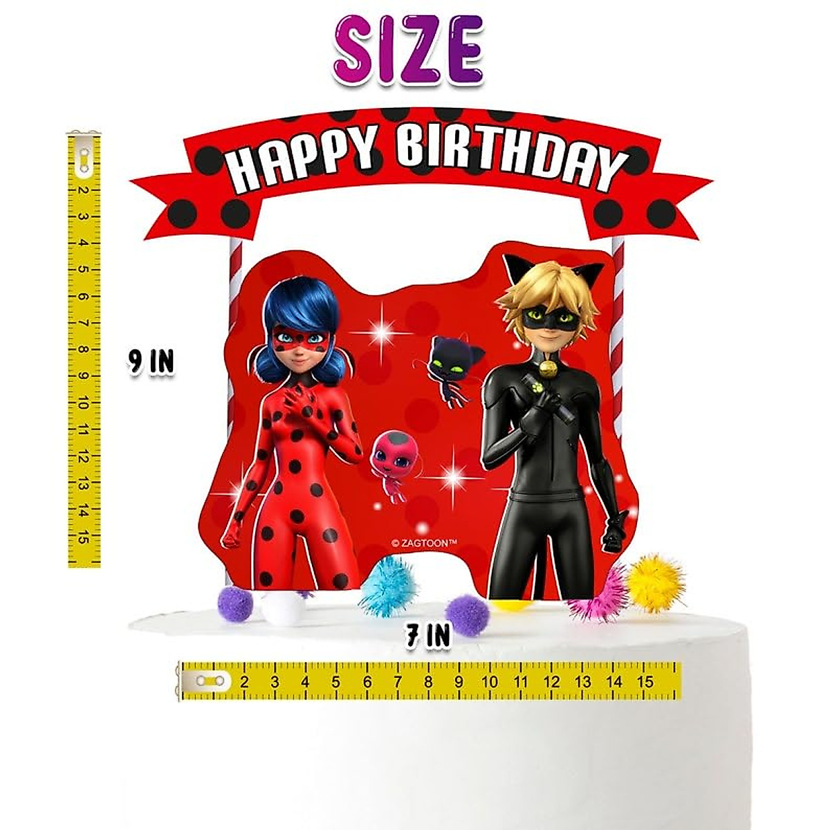 Miraculous Ladybug Cake Topper. Cartoon Miraculous Ladybug Party Supplies for Birthday Theme Party.