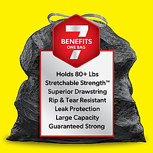 GLAD ForceFlex Large Drawstring Trash Bags, 30 Gallon Black Trash Bags for Large Kitchen Trash Can, Mountain Air Scent to Eliminate Odors, 50 Count (Package May Vary)
