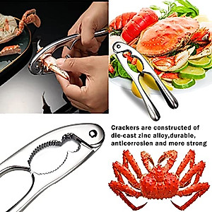 Qidol Stainless Steel Nuts Cracker Seafood Nutcracker Tool, Walnut Pecan Shellfish Crab Claw Leg Lobster Shell Opener Scooping Picks Tool, Heavy Duty Finger Protector Cutting with Non-slip Handle
