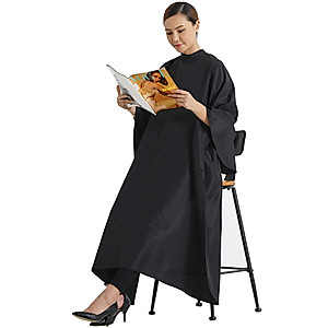 SMARTHAIR Professional Salon Cape Polyester Haircut Apron Barber Cape,54"x62",Black,C007001E-L