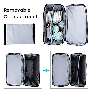 Orzbow XL Stroller Organizer With Diaper Changing Pad, Waterproof Large Baby Diaper Bag, Stroller Caddy Organizer with Cup Holder & Shoulder Strap Used As Mom Handbag & Shoulder Bags & Backpack, Black