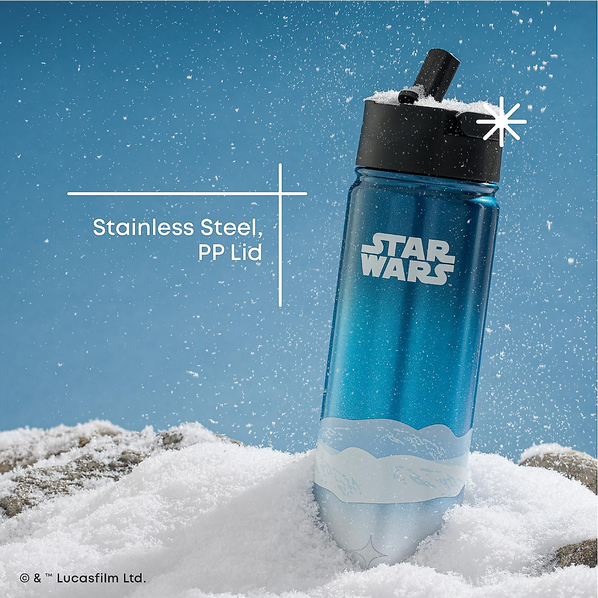 JoyJolt Stainless Steel Star Wars Water Bottle 22 oz with Straw Lid, BPA-Free Sports and Travel Vacuum Insulated Water Bottle, Destination Collection Endor Bottle, Star Wars Gifts