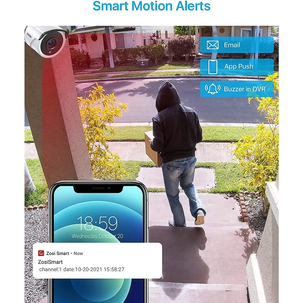 ZOSI 5MP Lite Home Security Camera System,H.265+ 8Channel CCTV DVR and 4PCS 1920TVL 1080p Weatherproof Outdoor Indoor Surveillance Cameras,120ft Night Vision,Remote Access,No Hard Drive