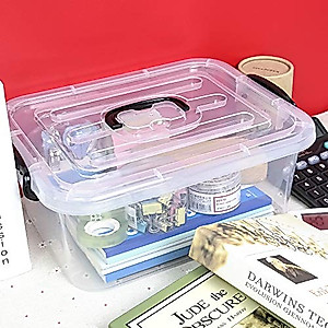 Easymanie 8 Quart Clear Storage Bin with Handle, 2 Packs