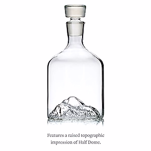Whiskey Peaks Half Dome Decanter, 44 fl oz, Glassblown, Lead-Free Crystal with Stopper