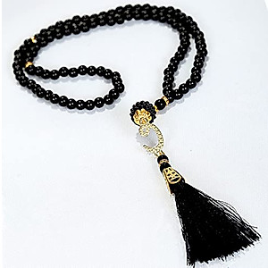 Kapobia Muslim Prayer Rug Islam and Beads, Kaabe Design Box Eid Ramadan Gifts Islamic Set Carnal Salah Mat Taffeta Fabric Black Soft Prayer Mats Men and Women