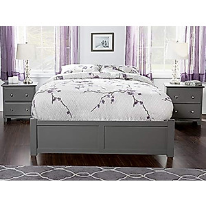 AFI Concord Queen Platform Bed with Footboard and Twin Extra Long Trundle in Grey