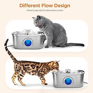 Cat Water Fountain Stainless Steel: 108oz/3.2L Automatic Pet Water Fountain Dog Water Dispenser with Water Level Window - for Cats Inside