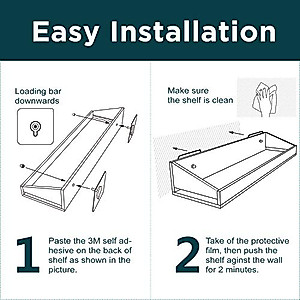 Vdomus Acrylic Bathroom Shelves, Wall Mounted No Drilling Thick Clear Storage & Display Shelving, 2 Pack