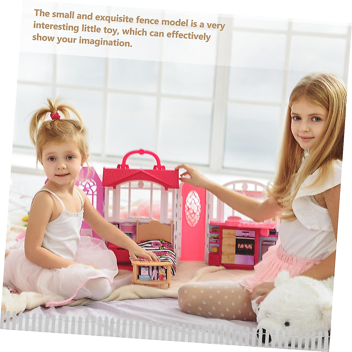 LIFKOME 2 Pcs Mini Fence Decorative Fence Fencing Wood Picket Garden Fence DIY Picket Fence Wooden Fence Wood Fence Miniature Garden Fence Short Picket Camphor Wood Child Moss White Plant