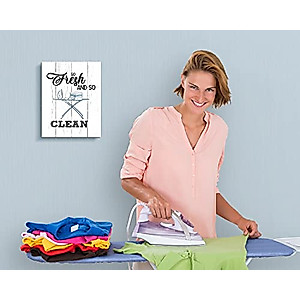 Kas Home 2 Panels Laundry Room Decor Laundry Room Wall Sign Tumble Fresh Clean Canvas Laundry Wall Art Plaque Farmhouse Laundry Rules Wall Decor (White - laundry, 12 x 15 inch + 8.6 x 11 inch)