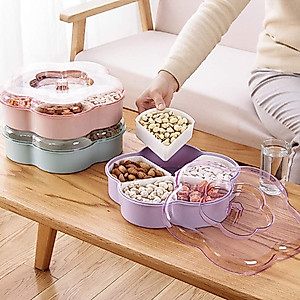 Cabilock New Year Candy Container Snack Sectional Dish Fruit Serving Tray Snack Tray Seperate Candy Plate Fruit Tray Flower Shaped Nut Container Snack Serving Platter Tray Appetizer Desktop