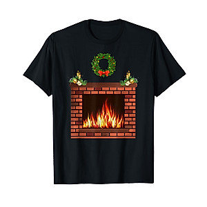 Funny novelty cool xmas gifts ugly style fireplace shirt