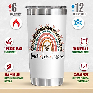 OASSIE Teachers Appreciation Gifts for Coworkers - 20 oz Stainless Steel Insulated Coffee Tumbler With Lid - Teachers Day Graduation Birthday Appreciation Thank You Gifts for Women Friends