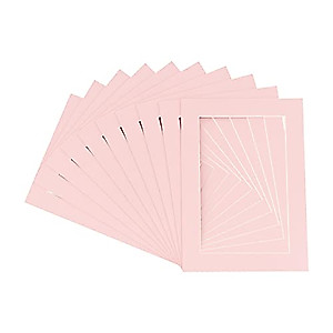 8x10 Mat Bevel Cut for 5x7 Photos - Acid Free Pink Precut Matboard - For Pictures, Photos, Framing - 4-ply Thickness
