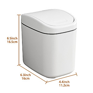 Toguma Desktop Trash Can with Lid Table Trash Basket Bedside Plastic Waste Paper Basket Mini Trash Bin for Car Wastebasket for Coffee Shop (White)