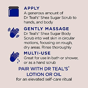 Dr Teal's Shea Sugar Body Scrub, Coconut Oil with Essential Oils, 19 oz (Pack of 3)