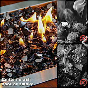 Hisencn Fire Glass 1/2 Inch - Onyx Black Reflective Tempered Fire Glass Rocks for Fire Pit, Outdoors and Indoors Natural or Propane Fireplaces, Fire Bowls Landscape Decoration, 10 Pounds