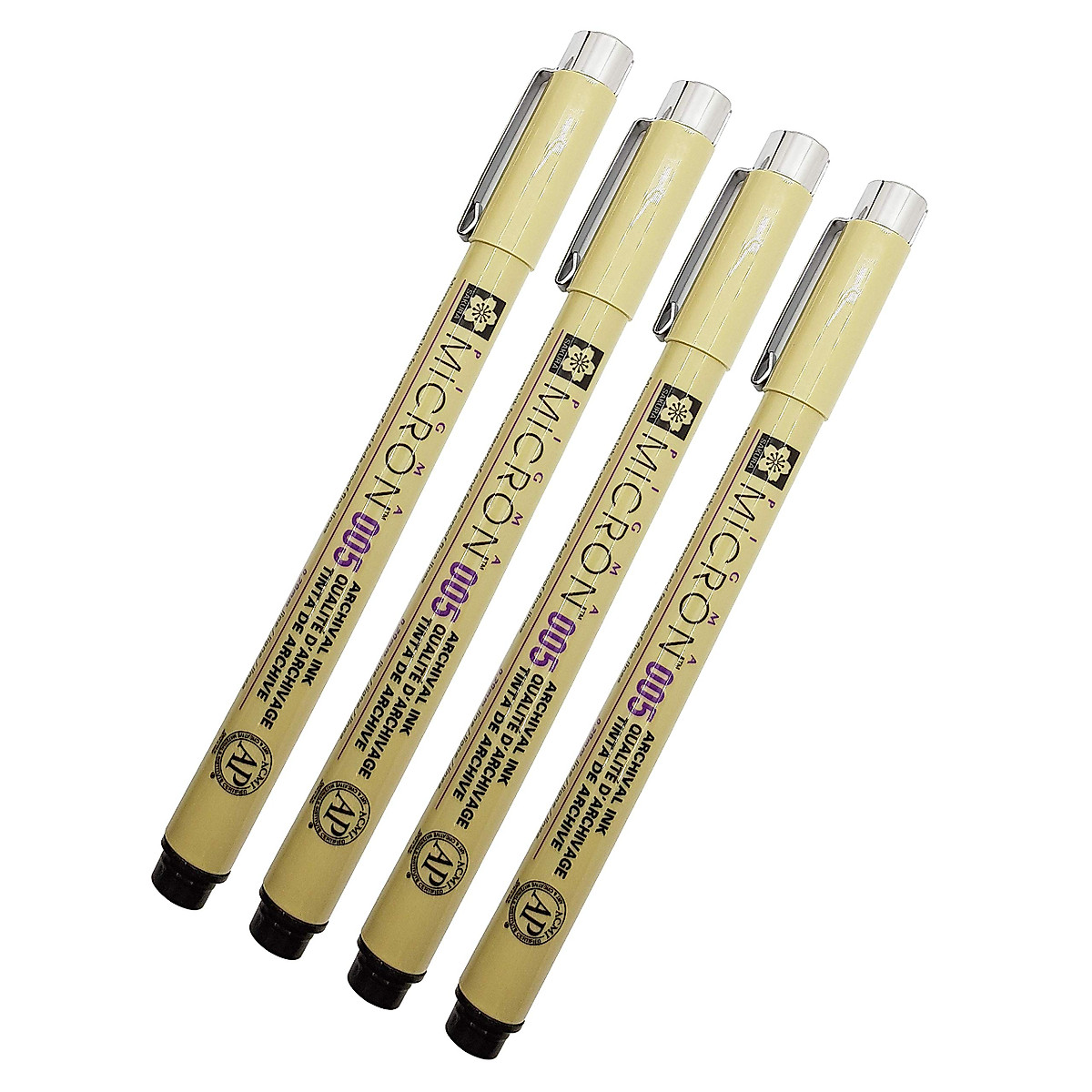 Sakura Pigma Micron 005 Black Pen 0.2mm Line Width Pack of 4 (005)