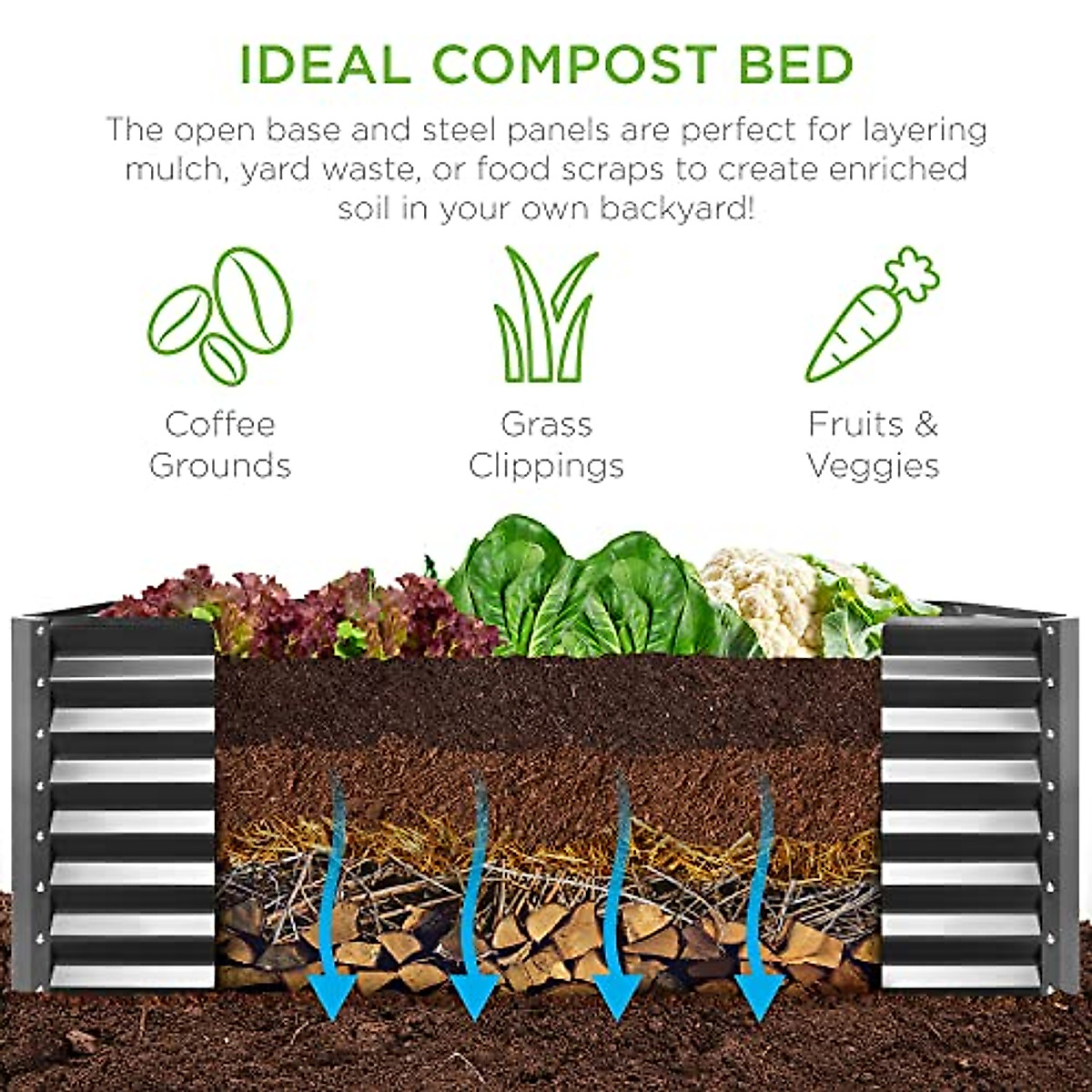 Best Choice Products 6x3x2ft Outdoor Metal Raised Garden Bed, Deep Root Box Planter for Vegetables, Flowers, Herbs, and Succulents w/ 269 Gallon Capacity - Gray