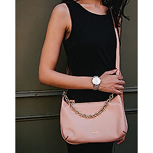 Nine West Women's NW/1994RGGY Rose Gold-Tone and Grey Strap Watch