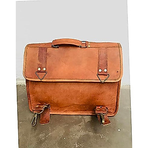 Mens Messenger Bag 15 Inch Vintage Rustproof Genuine Leather Briefcase Large Leather Laptop Computer Bag Rugged Satchel Shoulder Bag, Brown