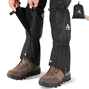 Gaiters for Hiking – Waterproof and Breathable Leg Gaiters for Women and Men Boots, Adjustable Lightweight Shoes Gaiters for Hunting, Hiking, Mountaineering, Snow Gaiters for Hiking Boots (Black)