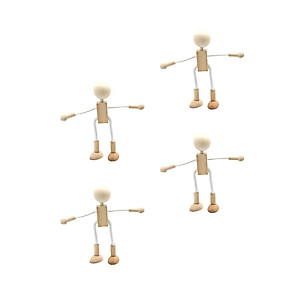 EXCEART Wood Peg Dolls 4Pcs Unfinished Wooden Peg Doll Adjustable Wood Peg People Doll Robot Paintable Bodies Figures for DIY Arts Crafts Peg Game Party Favor