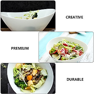 YARDWE White Pasta Serving Bowls Boat Shaped Bowl Toughened Glass Salad Bowl Heat Resistance Soup Bowl Small Side Dishes for Dessert Ice Cream